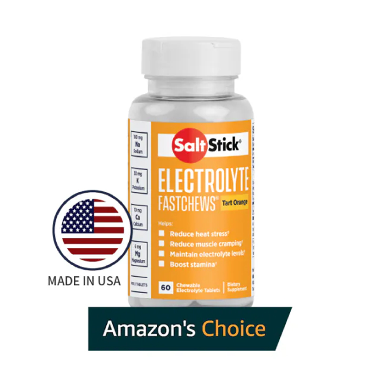 SaltStick 電解質口含錠 橘子口味 60入/瓶 - 馬拉松世界