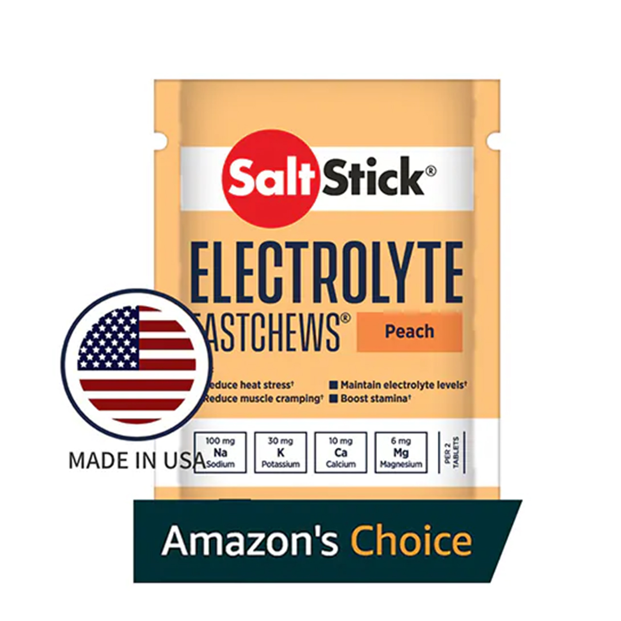 SaltStick 電解質口含錠 水蜜桃口味 10入/包 - 馬拉松世界